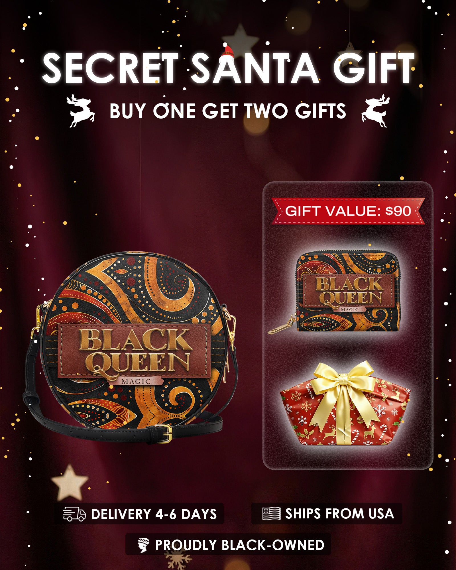 "Makeda" Circle Crossbody Bag Matching SANTA Combo – Afroyla